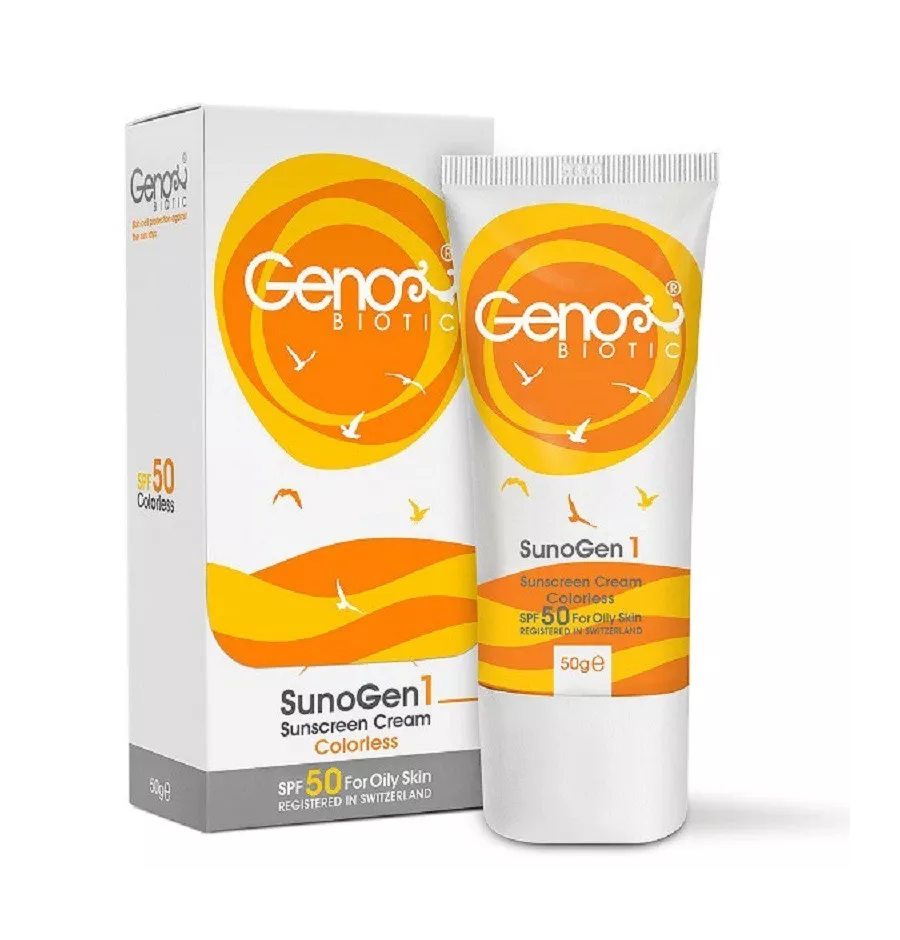 بررسی و خرید کرم ضد آفتاب SPF50 ژنوبایوتیک Geno Biotic مناسب پوست چرب حجم